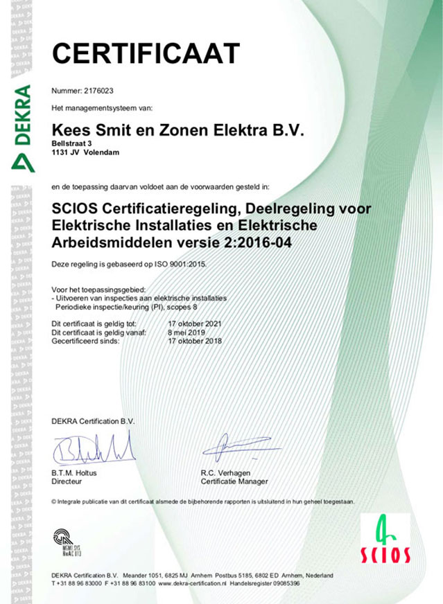 Certificering | Smit Elektrotechniek